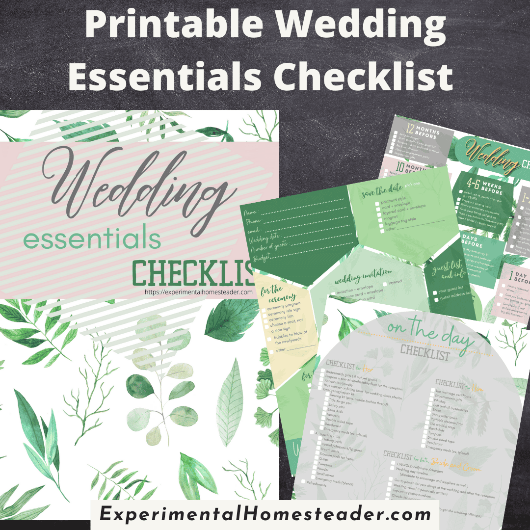 Printable Wedding Essentials Checklist - Experimental Homesteader Shop